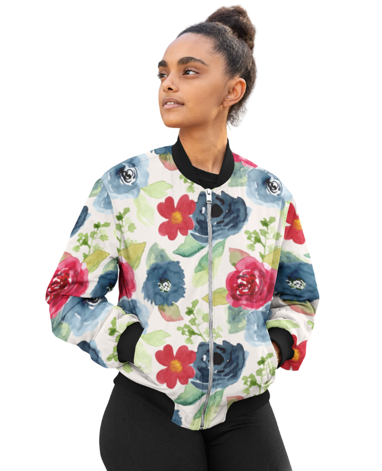 Bomber Jacket - Colorful Flowers – Grander Eagle